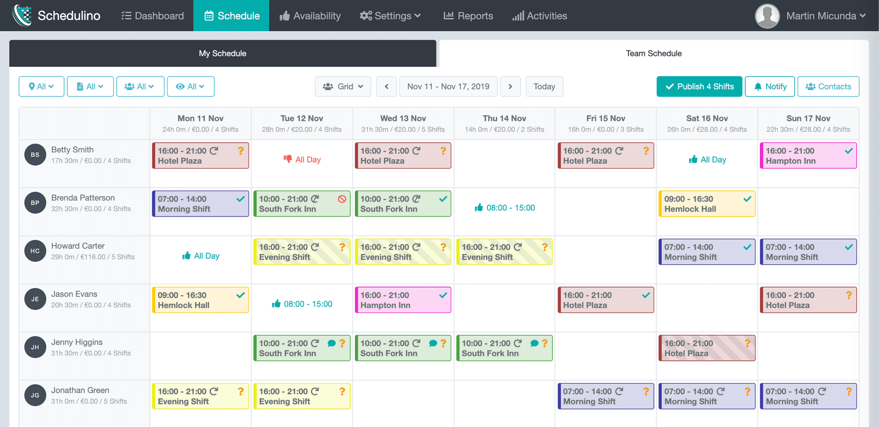 Employee Scheduling Software - Schedulino